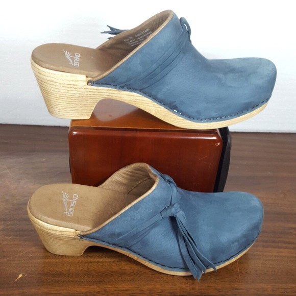 Dansko | Shoes | Dansko Blue Miriam Suede Clogs Mule Womens Sz 38 Euro ...